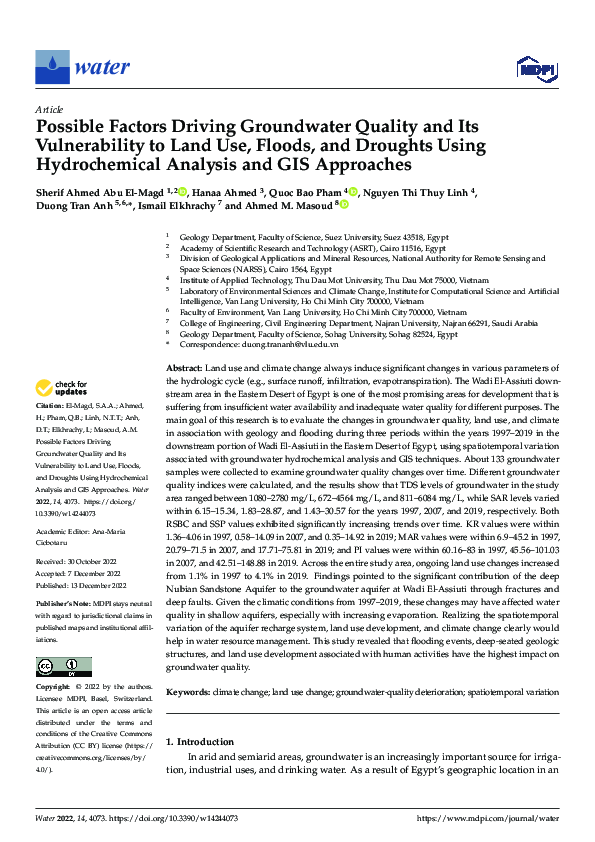 (PDF) Possible Factors Driving Groundwater Quality and Its Vulnerability to Land Use, Floods ...