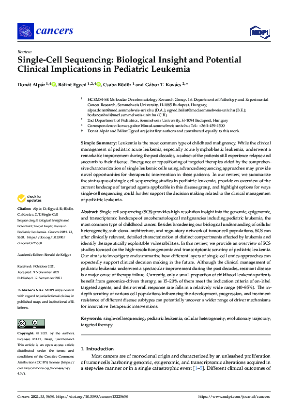 (PDF) Single-Cell Sequencing: Biological Insight and Potential Clinical ...