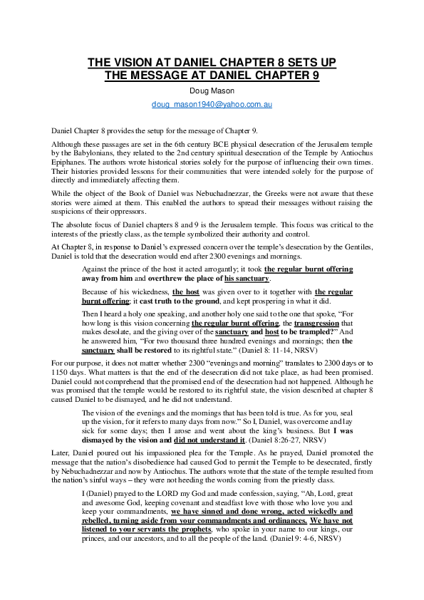 (PDF) THE VISION AT DANIEL CHAPTER 8 SETS UP THE MESSAGE AT DANIEL ...