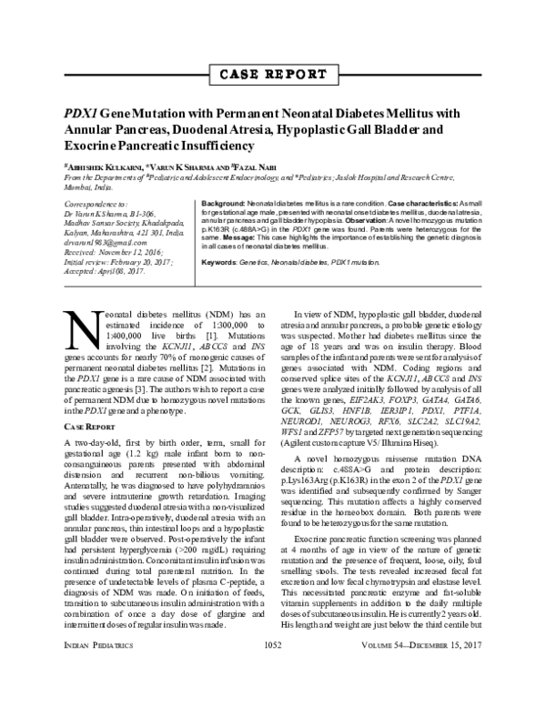 (PDF) PDX1 gene mutation with permanent neonatal diabetes mellitus with ...
