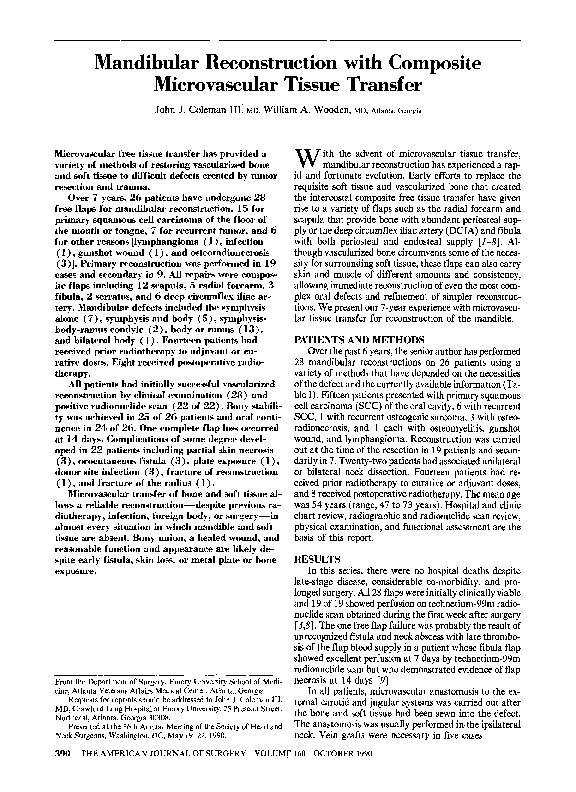 (PDF) Mandibular reconstruction with composite microvascular tissue ...