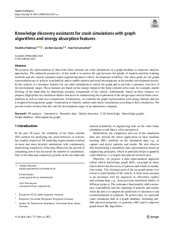 (PDF) Knowledge discovery assistants for crash simulations with graph algorithms and energy ...
