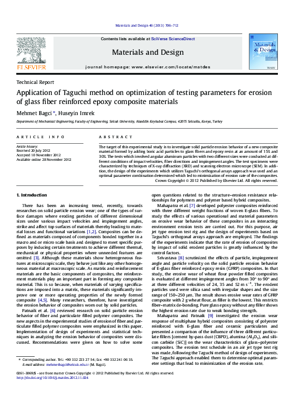 Pdf Application Of Taguchi Method On Optimization Of Testing