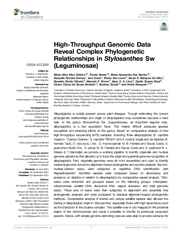 (PDF) High-Throughput Genomic Data Reveal Complex Phylogenetic Relationships in Stylosanthes Sw ...