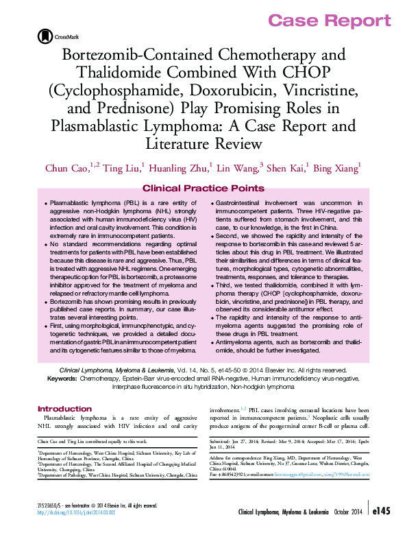(PDF) Bortezomib-contained chemotherapy and thalidomide combined with CHOP (Cyclophosphamide ...