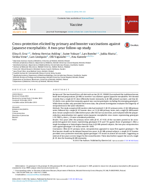(PDF) Cross-protection elicited by primary and booster vaccinations ...