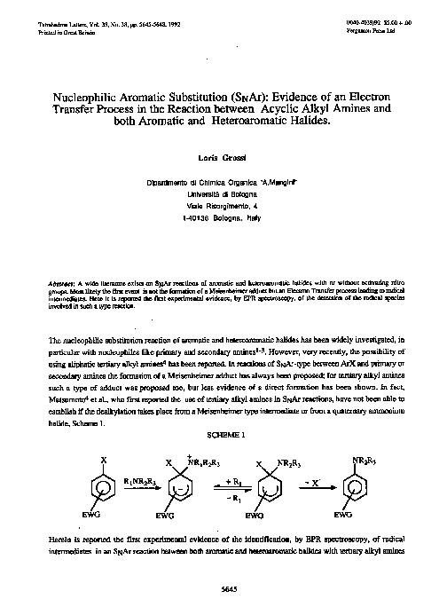 (PDF) Nucleophilic aromatic substitution (SNAr): Evidence of an ...