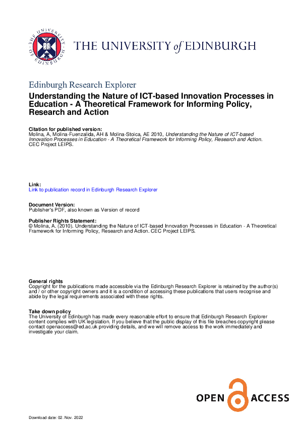 (PDF) Understanding the Nature of ICT-Based Innovation Processes In Education-A Theoretical ...
