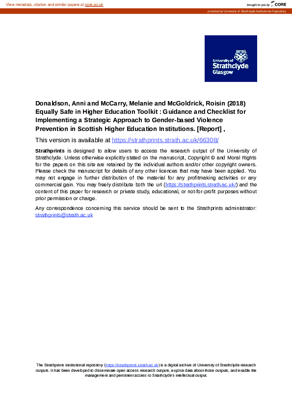 (PDF) Equally Safe in Higher Education Toolkit: Guidance and Checklist ...