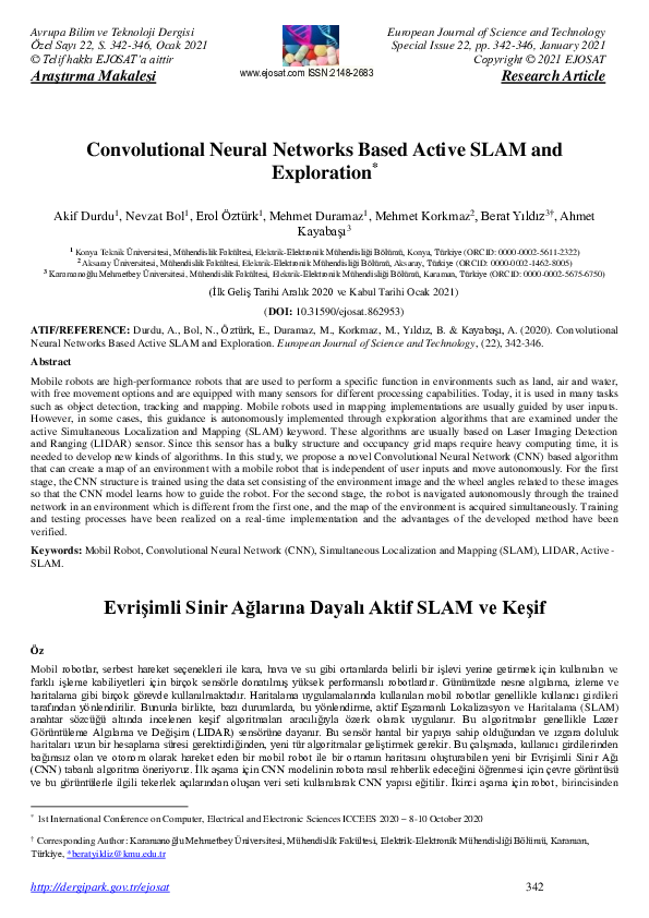 (PDF) Convolutional Neural Networks Based Active SLAM and Exploration