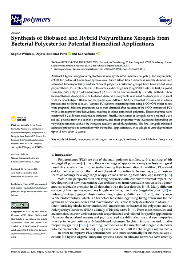(PDF) Synthesis of Biobased and Hybrid Polyurethane Xerogels from ...