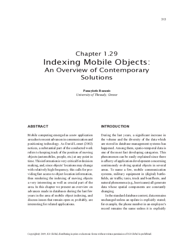 (PDF) Indexing Mobile Objects