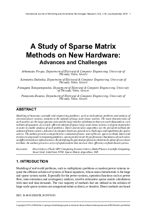 (PDF) A Study of Sparse Matrix Methods on New Hardware