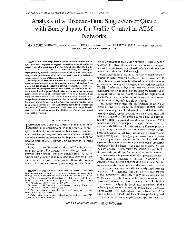 (PDF) Analysis of a discrete-time single-server queue with bursty inputs for traffic control in ...