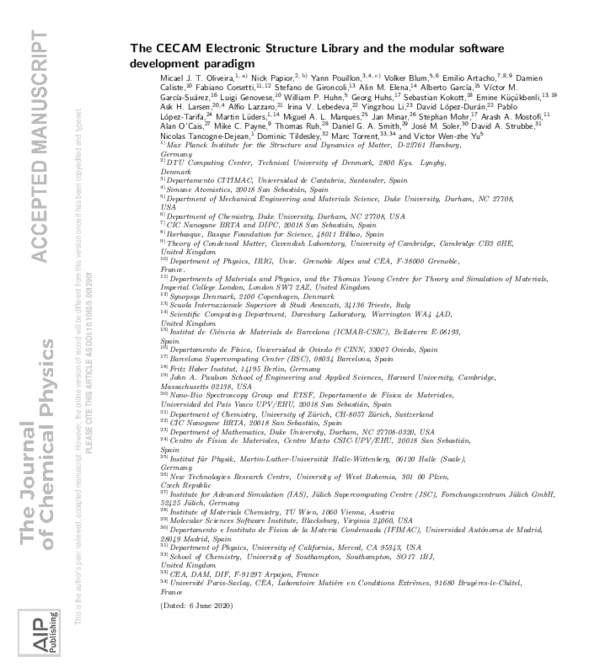 (PDF) The CECAM electronic structure library and the modular software development paradigm ...