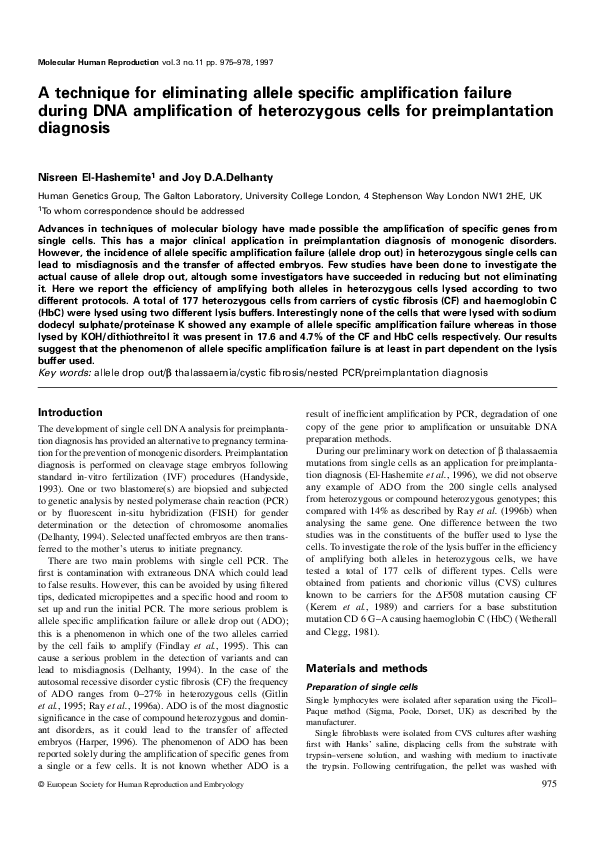 (PDF) A technique for eliminating allele specific amplification failure ...