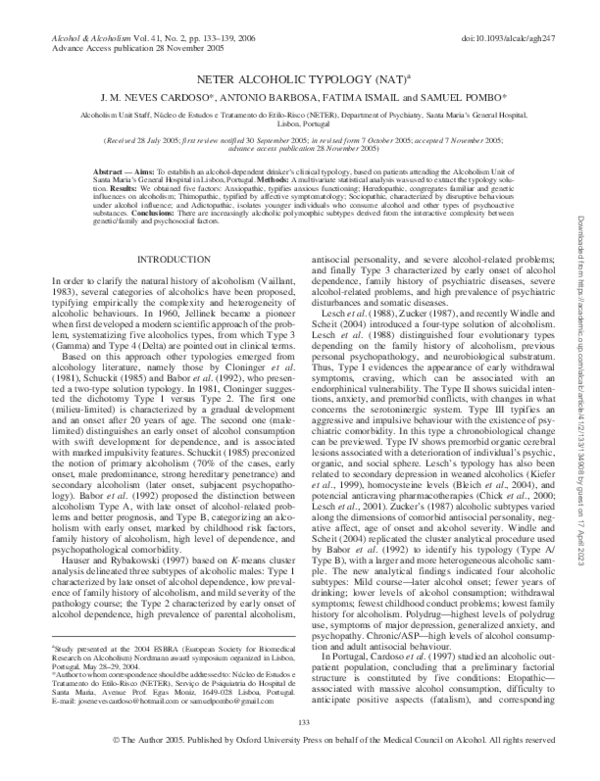 (PDF) NETER ALCOHOLIC TYPOLOGY (NAT)a