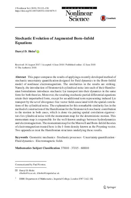 (PDF) Stochastic Evolution of Augmented Born–Infeld Equations