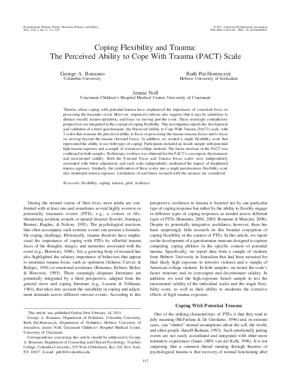 (PDF) Perceived Ability to Cope With Trauma Scale