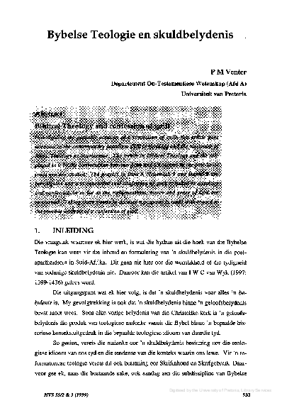 (PDF) Bybelse Teologie en skuldbelydenis