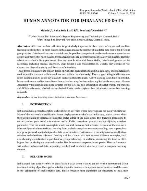 (PDF) Human Annotator for Imbalanced Data