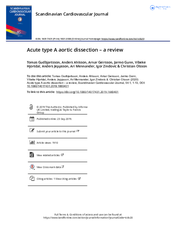 Pdf Acute Type A Aortic Dissection A Review