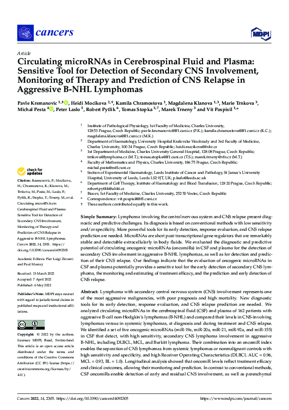 (PDF) Circulating microRNAs in Cerebrospinal Fluid and Plasma ...