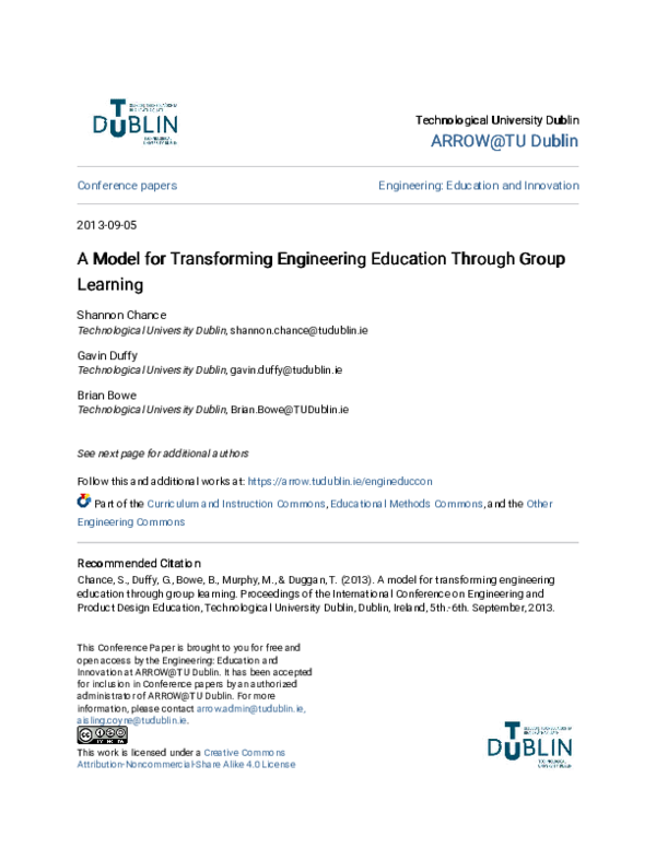 (PDF) A Model for Transforming Engineering Education Through Group Learning