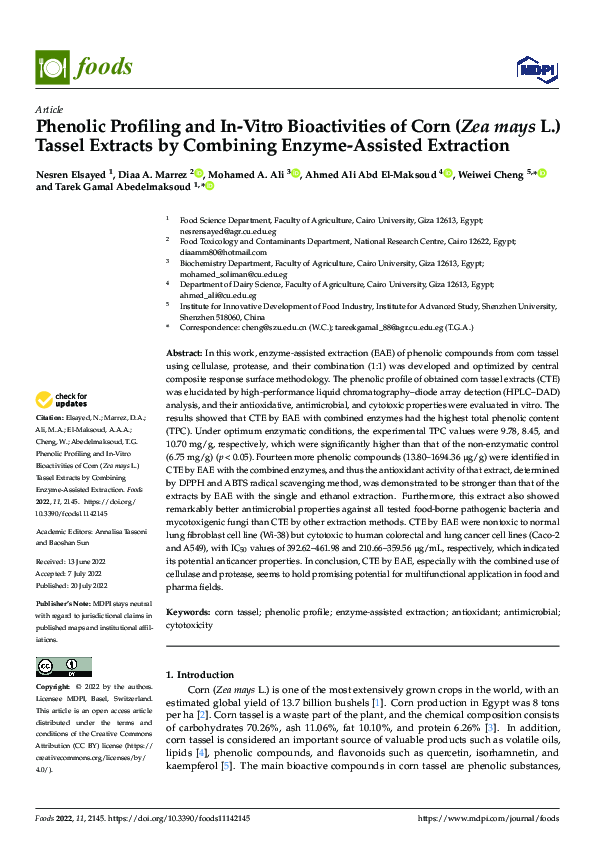 (PDF) Phenolic Profiling and In-Vitro Bioactivities of Corn (Zea mays L ...