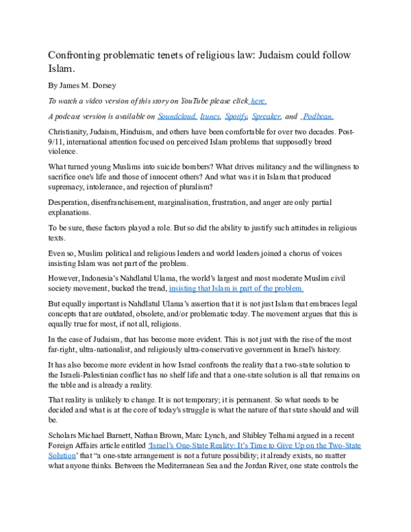 (DOC) Confronting problematic tenets of religious law-Judaism could ...