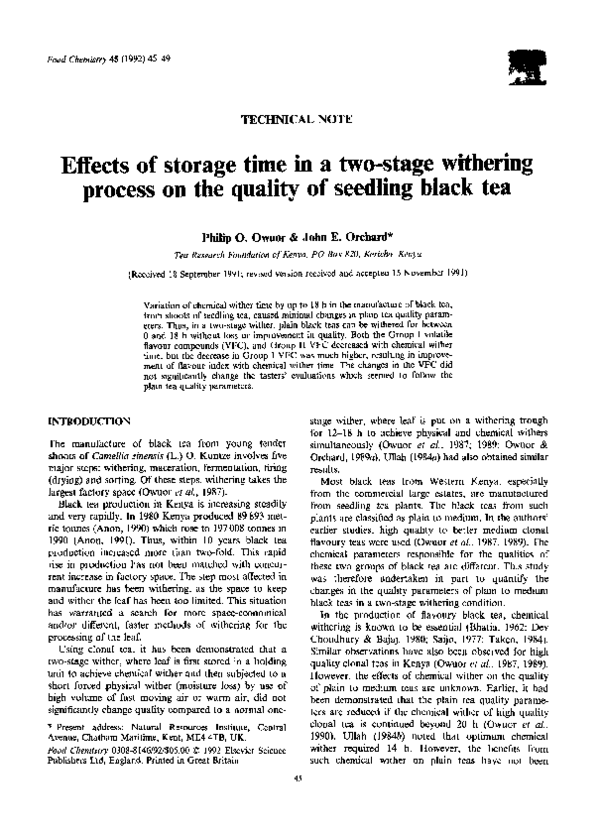 (PDF) Effects of storage time in a two-stage withering process on the ...