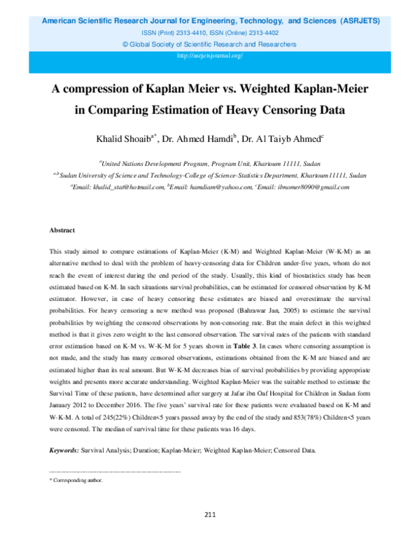 (PDF) A compression of Kaplan Meier vs. Weighted Kaplan-Meier in ...