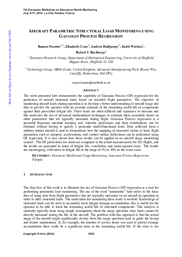 (PDF) Aircraft Parametric Structural Load Monitoring Using Gaussian ... (PDF) Aircraft Parametric Structural Load Monitoring Using Gaussian ...