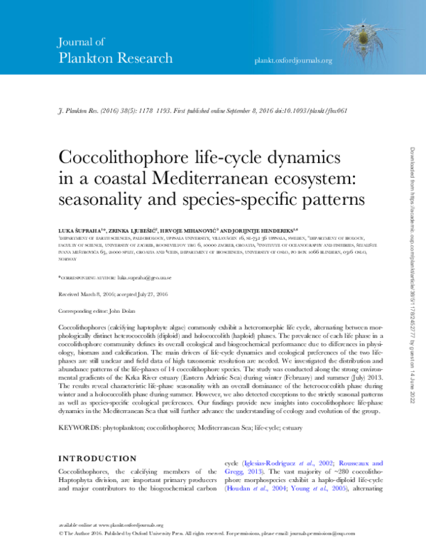 (PDF) Coccolithophore life-cycle dynamics in a coastal Mediterranean ...
