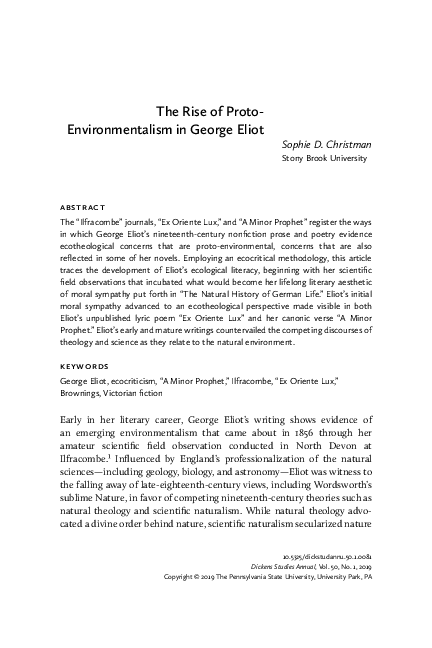 (PDF) The Rise of Proto-Environmentalism in George Eliot