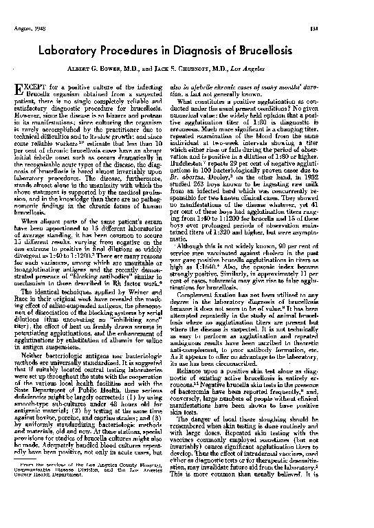 (PDF) Laboratory Procedures in Diagnosis of Brucellosis
