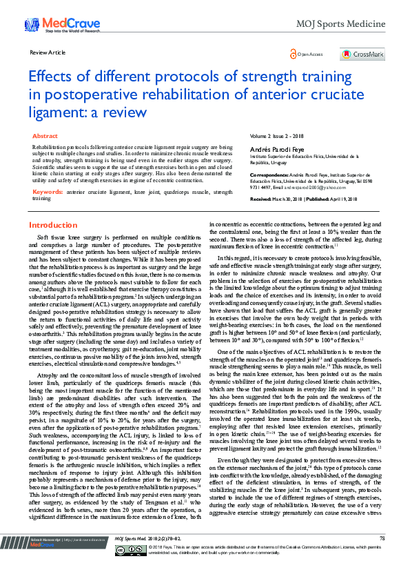 (PDF) Effects of different protocols of strength training in postoperative rehabilitation of ...