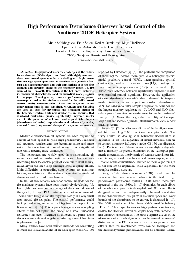 (PDF) High performance disturbance observer based control of the ...