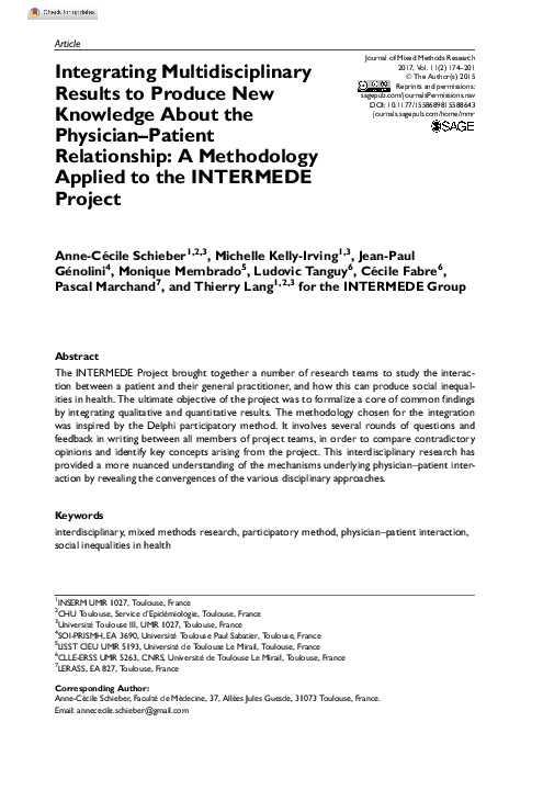 (PDF) Integrating Multidisciplinary Results to Produce New Knowledge ...