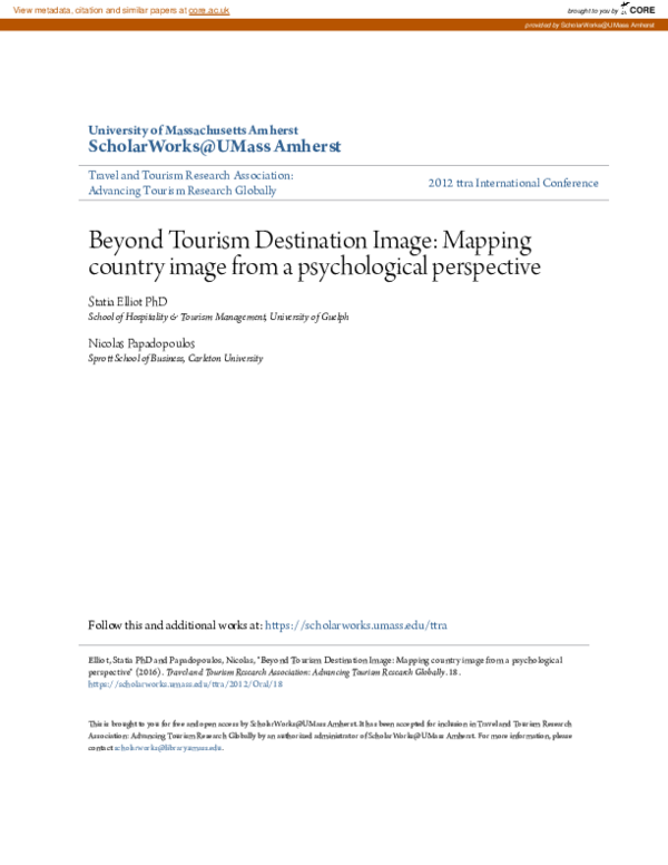 (PDF) Beyond Tourism Destination Image: Mapping country image from a ...