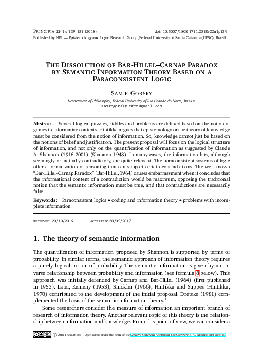 (PDF) Resolving the Bar-Hillel-Carnap Paradox