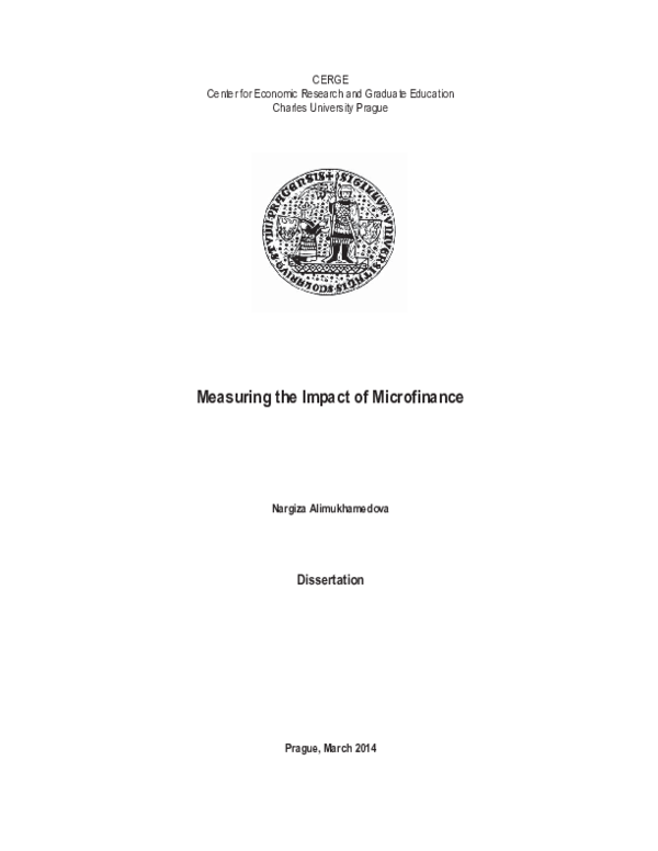 (PDF) Measuring the impact of microfinance