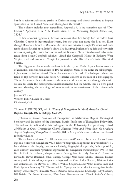 (PDF) Thomas P. Johnson, ed. A History of Evangelism in North America.