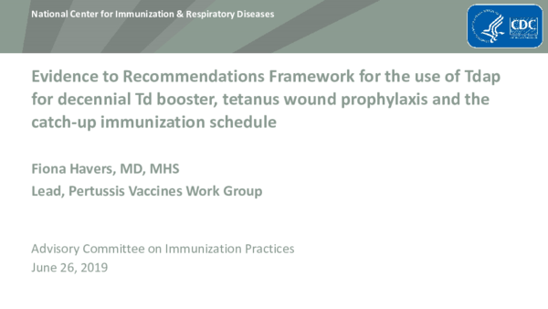 (PDF) Evidence to recommendations framework for the use of Tdap for ...