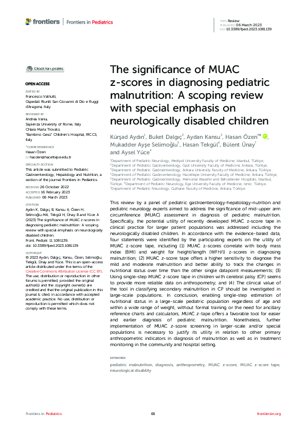 (PDF) The significance of MUAC z-scores in diagnosing pediatric ...
