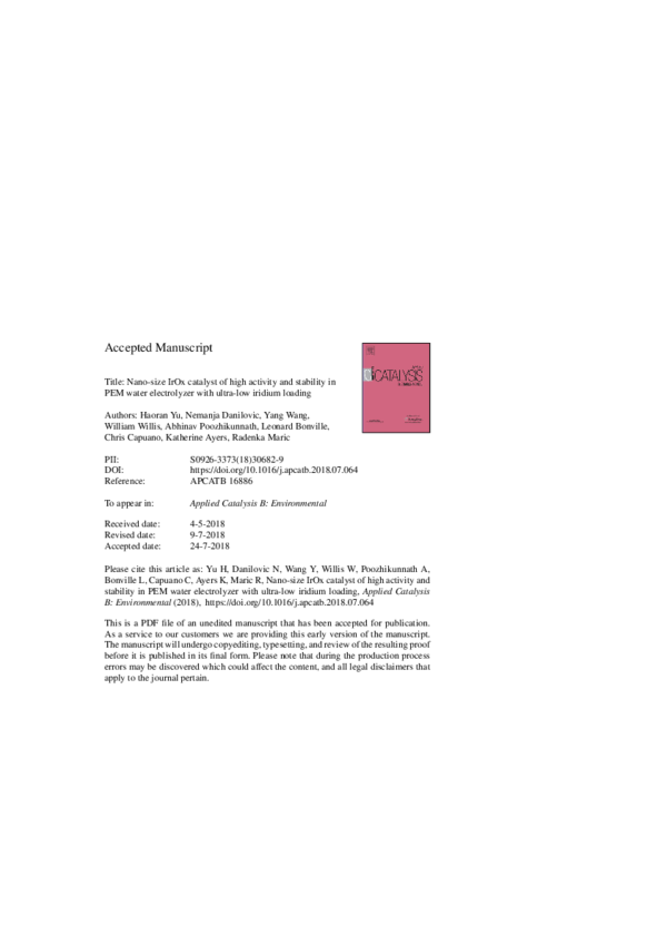 (PDF) Nano-size IrOx catalyst of high activity and stability in PEM ...