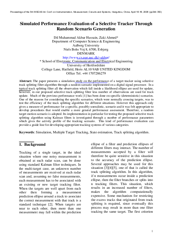 (PDF) Simulated Performance Evaluation of a Selective Tracker Through ...