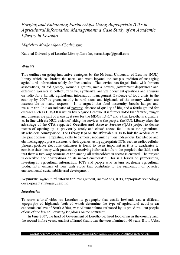 (PDF) Forging and enhancing partnerships using appropriate ICTs in ...