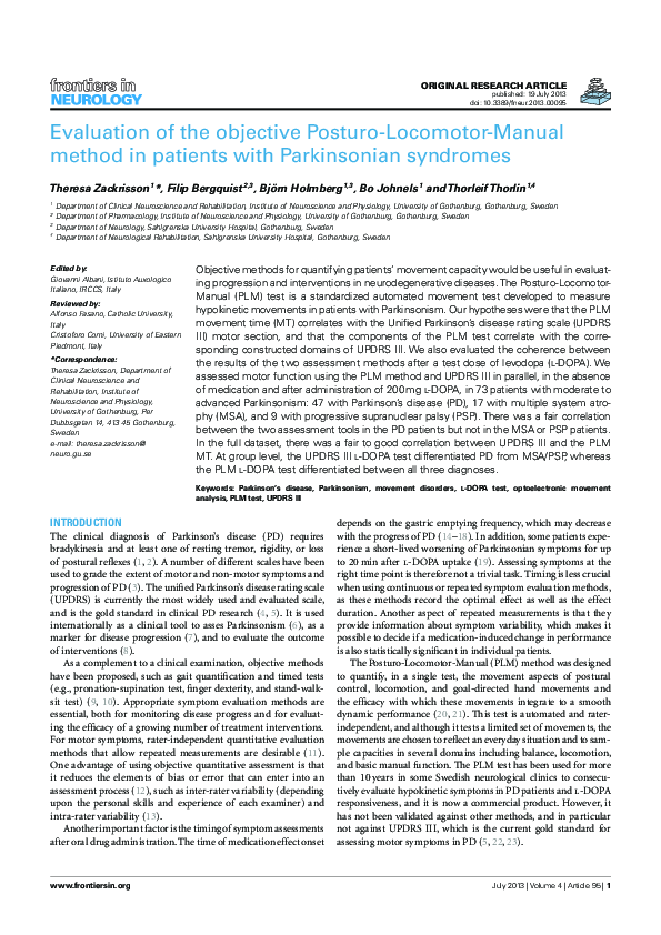 (PDF) Evaluation of the Objective Posturo-Locomotor-Manual Method in ...