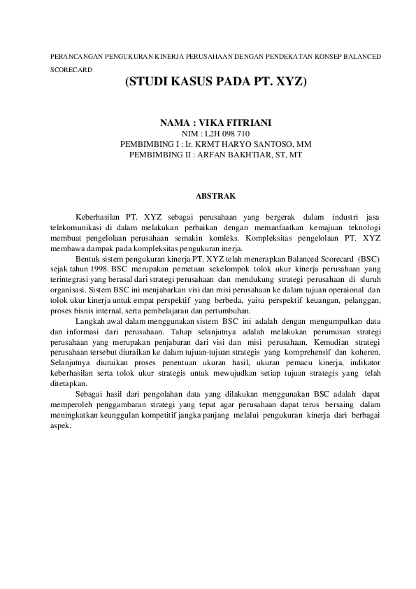 (PDF) Perancangan Pengukuran Kinerja Perusahaan Dengan Pendekatan ...